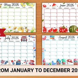 EDITABLE 2026 Calendar Bundle, Legal Size (14x8.5in), Cute Printable ...
