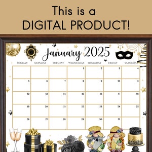 EDITABLE January 2025 Calendar, Happy New Year With Cute Gnomes ...