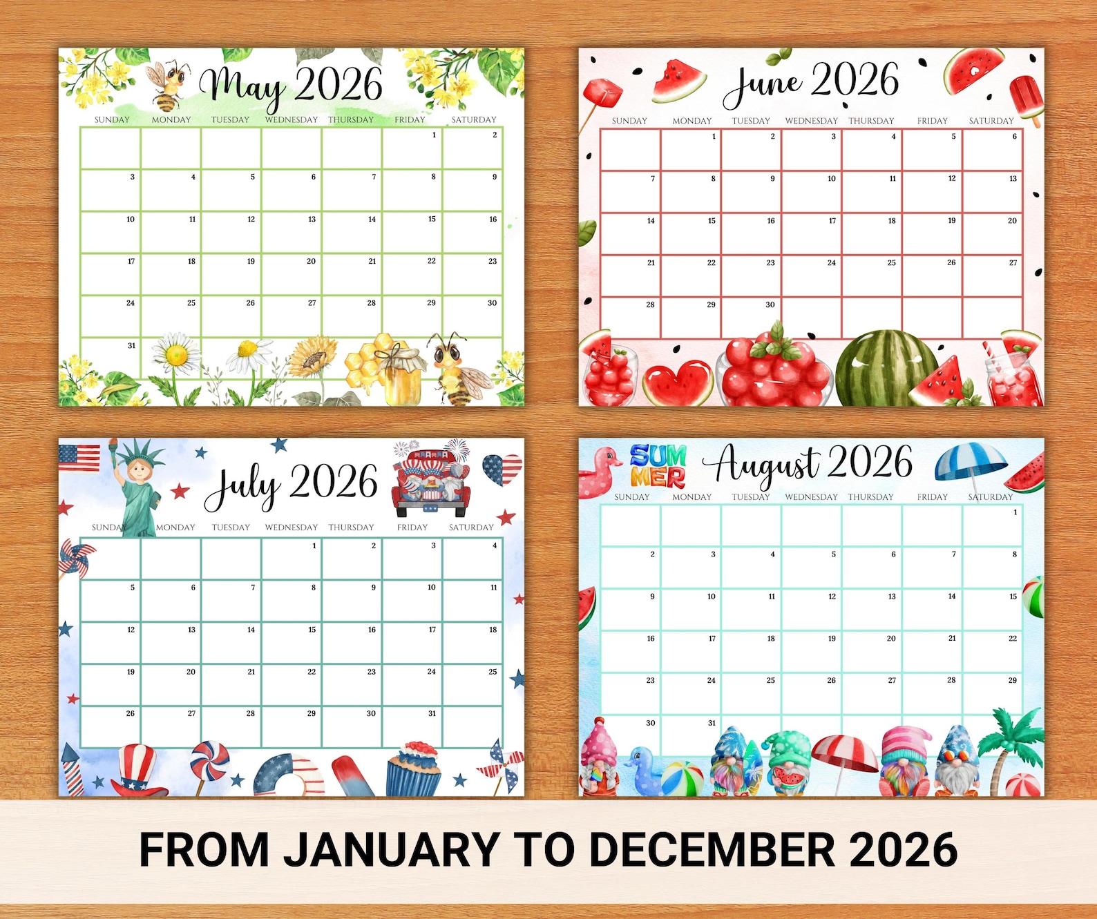 EDITABLE 2026 Monthly Calendar Bundle | Cute Printable Planner for Work ...