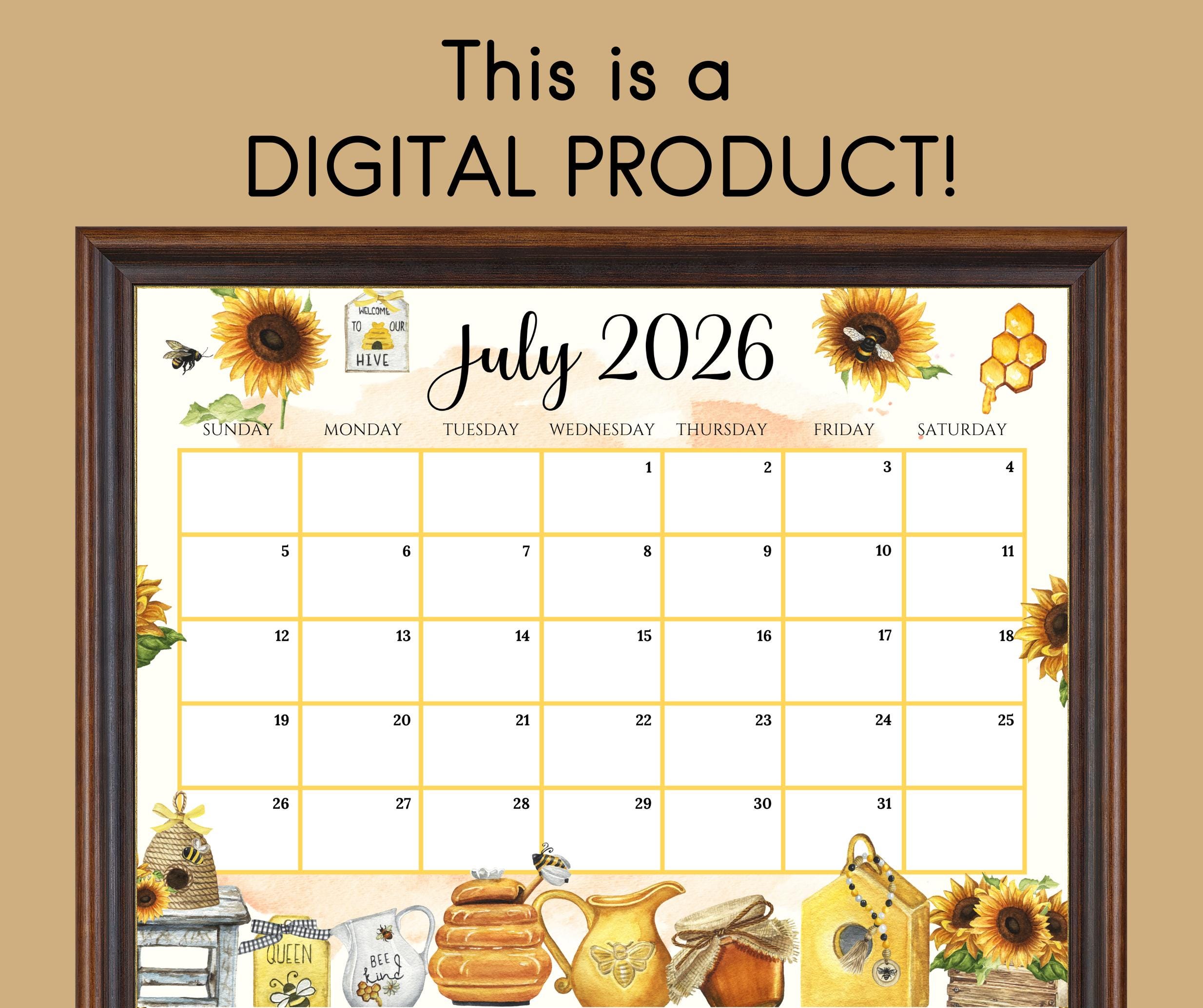 Editable July 2026 Calendar | Monthly Planner Printable PDF | School ...