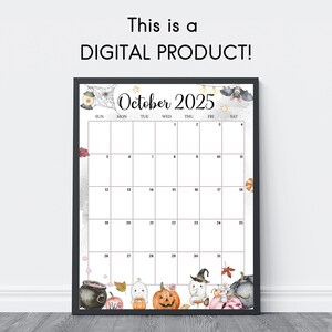 EDITABLE October 2025 Calendar (vertical/portrait), Spooky Halloween ...