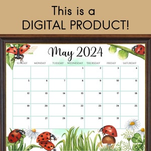 EDITABLE May 2024 Calendar Beautiful Spring With Cute Bugs - Etsy UK