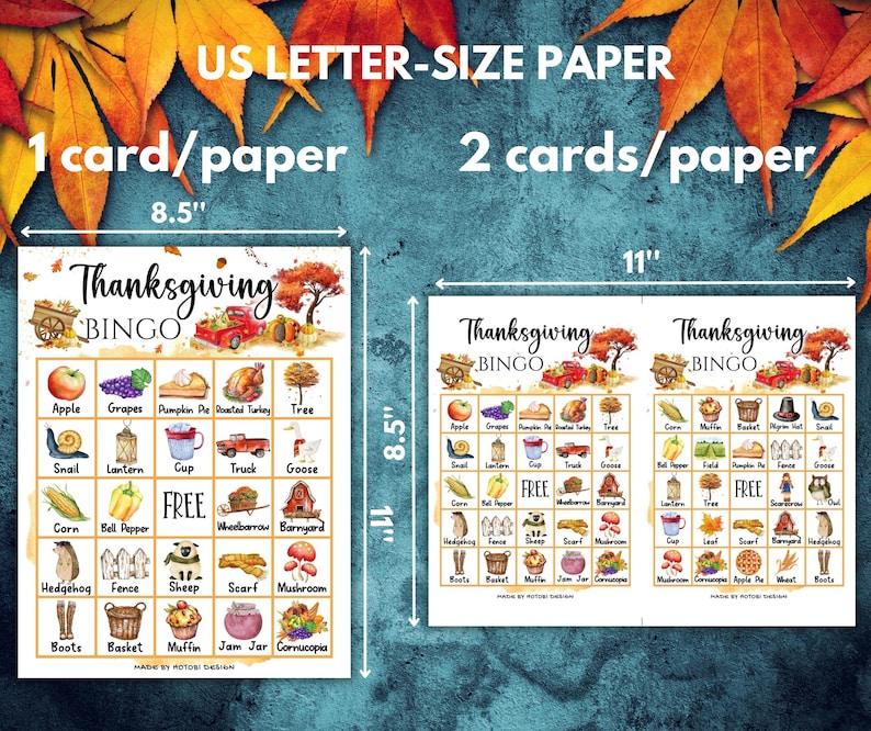 Printable Thanksgiving Bingo Game 50 Unique Bingo Cards - Etsy