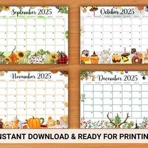 EDITABLE Watercolor Calendar 2025 Bundle, Printable Fillable Monthly ...