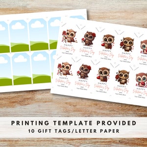 EDITABLE Valentine Gift Tag, School Gift Tag Template With Cute Owls ...