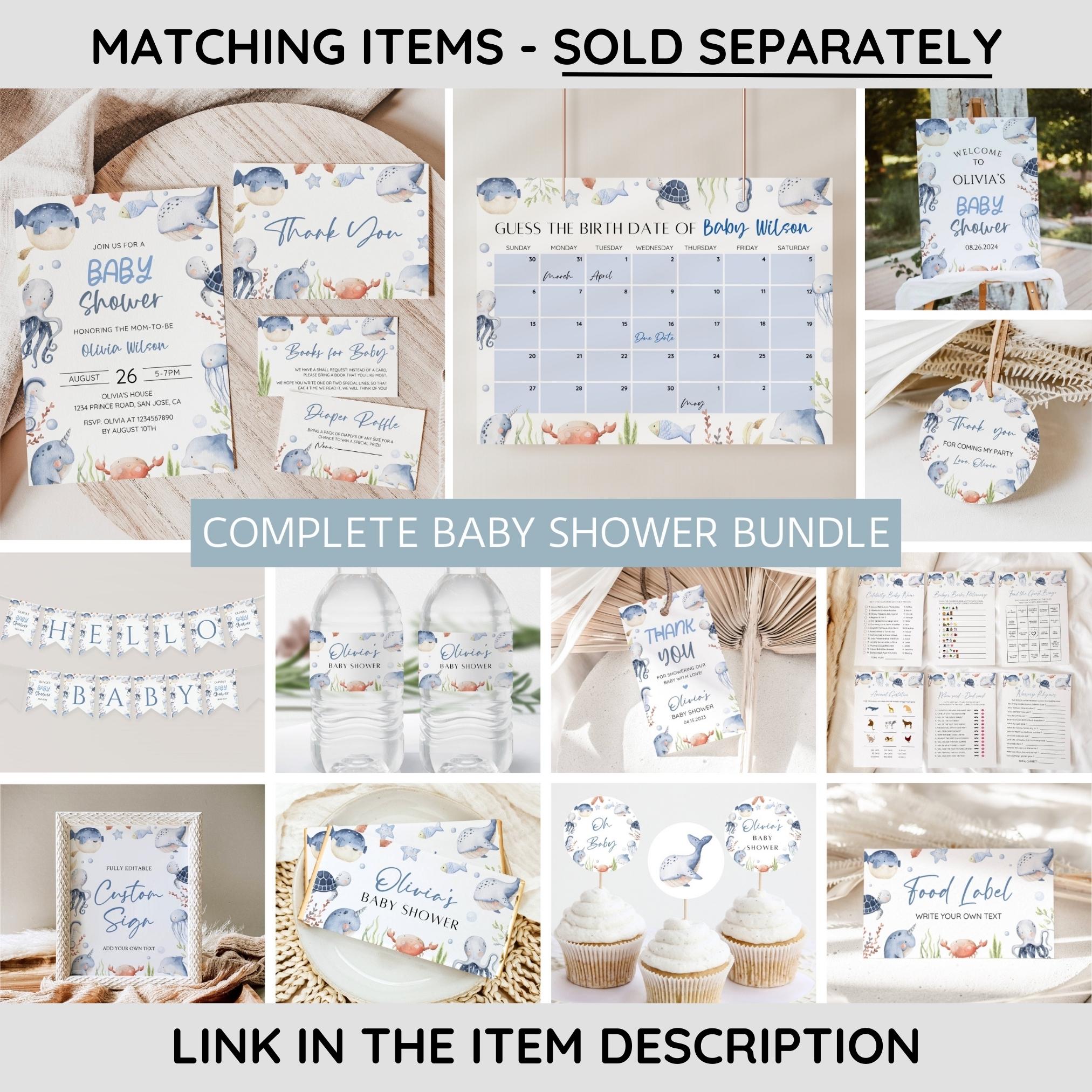 Under the Sea Baby Shower Game Bundle, Ocean Animal Baby Sprinkle Game ...