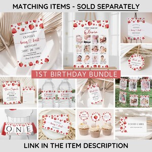 Strawberry Birthday Photo Poster, Berry Poster Template, Berry 1st ...