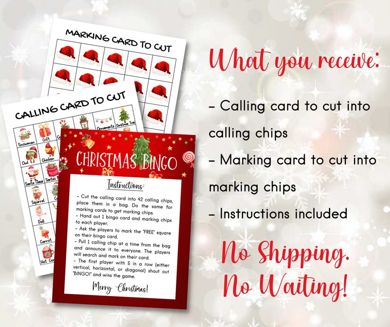 Printable Christmas Bingo Game 50 Unique Bingo Cards - Etsy