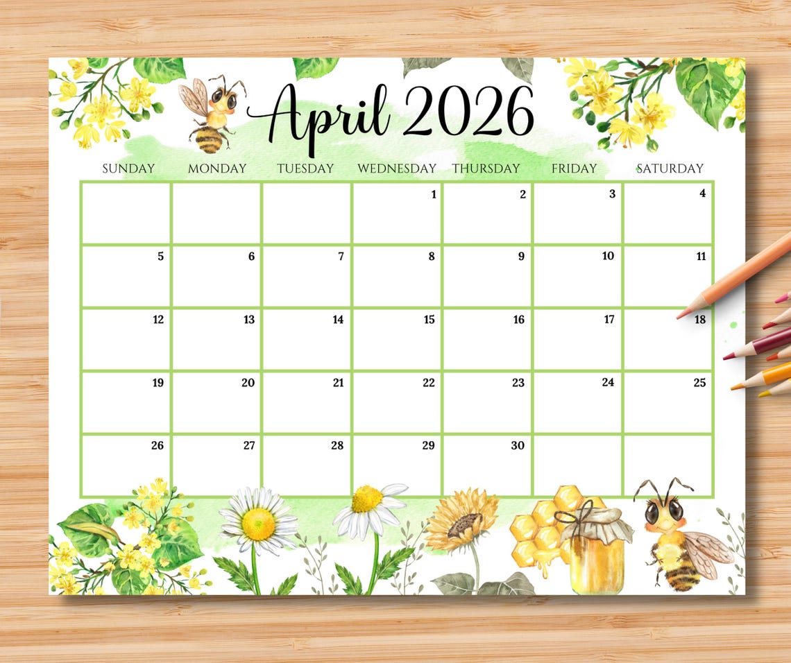 Editable April 2026 Calendar | Monthly Planner Printable PDF | School ...