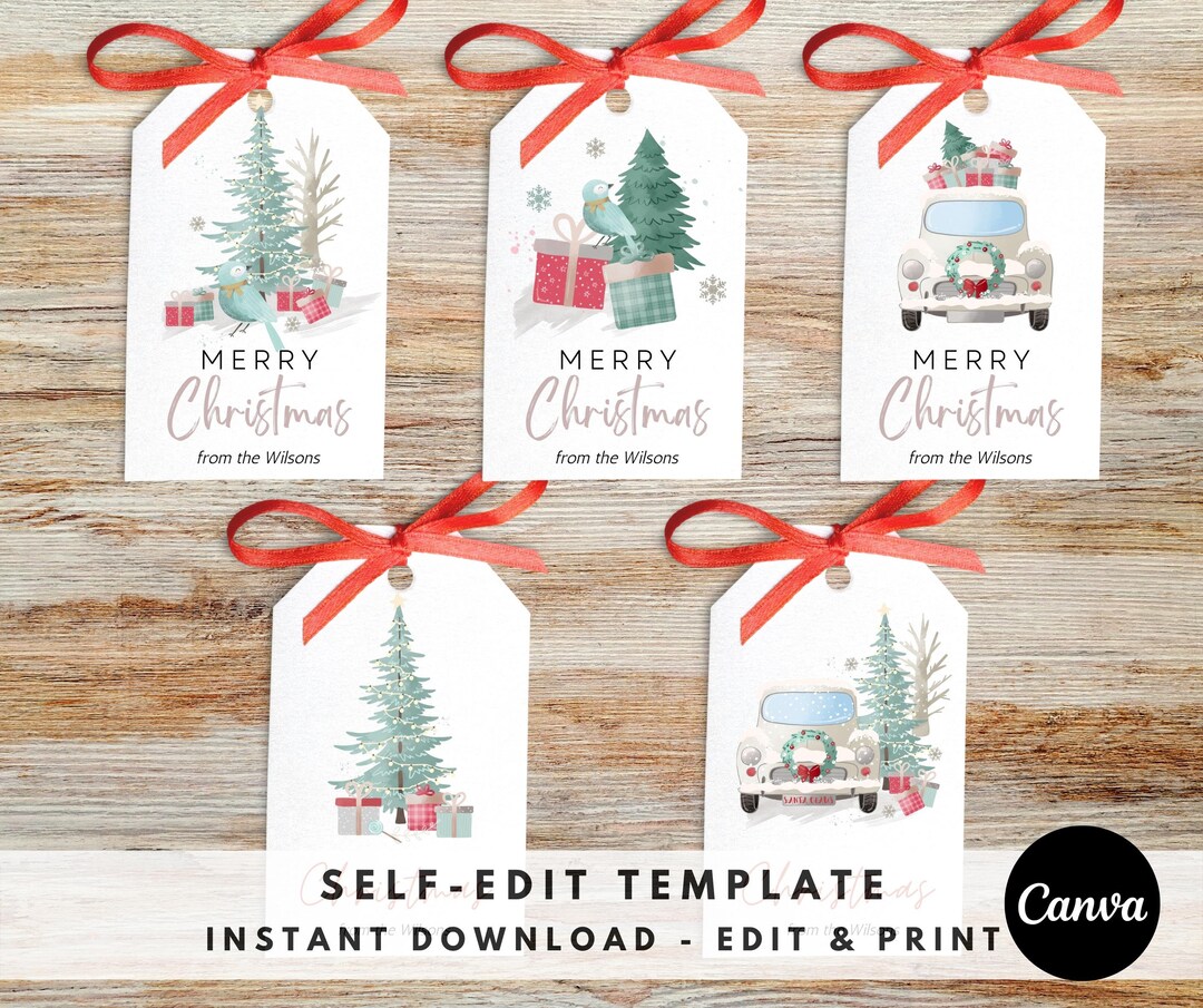 EDITABLE Christmas Gift Tag, Holiday Gift Tag Template W/beautiful ...