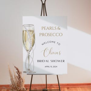Pearls and Prosecco Bridal Shower Welcome Sign, Minimalist Pearl ...