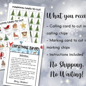 Christmas Bingo, 50 Unique Bingo Cards W/label, Christmas Bingo ...