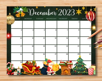 Monthly Planner Printable December 2023 Printable (Download Now) - Etsy