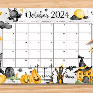 EDITABLE October 2024 Calendar, Spooky Halloween Planner 2024 ...