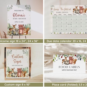Woodland Baby Shower Bundle, Editable Woodland Animal Invitation ...