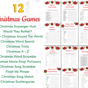 12 Printable Christmas Game Bundle, Christmas Party Games for Kids ...