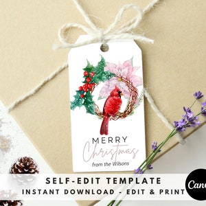 EDITABLE Christmas Gift Tag Holiday Gift Tag Template With - Etsy