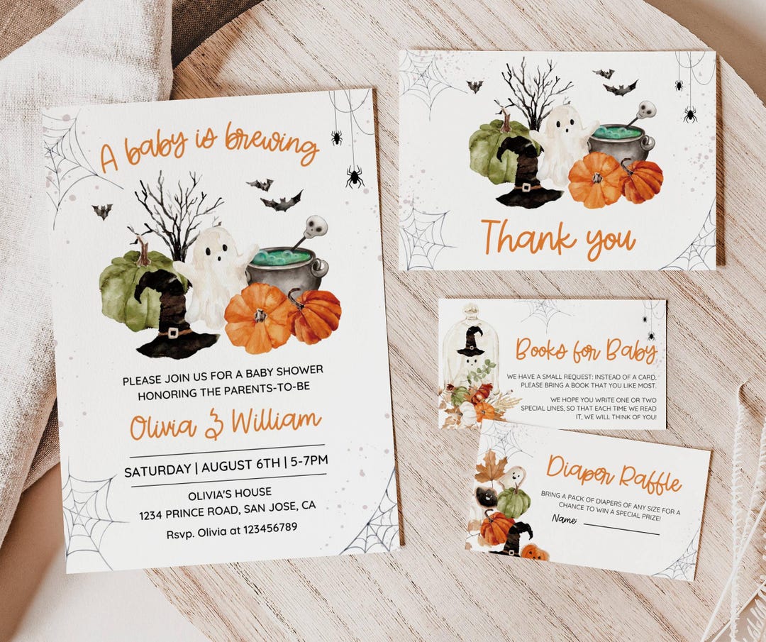 A Baby is Brewing Baby Shower Invitation, Spooky Halloween Baby Shower ...