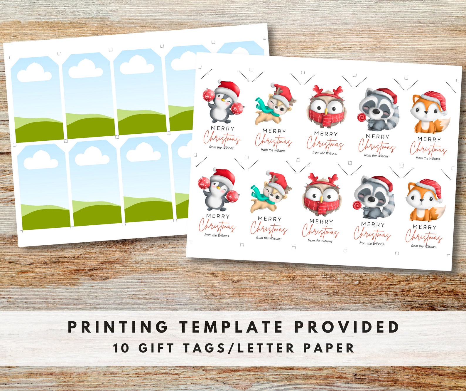 EDITABLE Christmas Gift Tag Cute Cartoon Holiday Gift Tag - Etsy