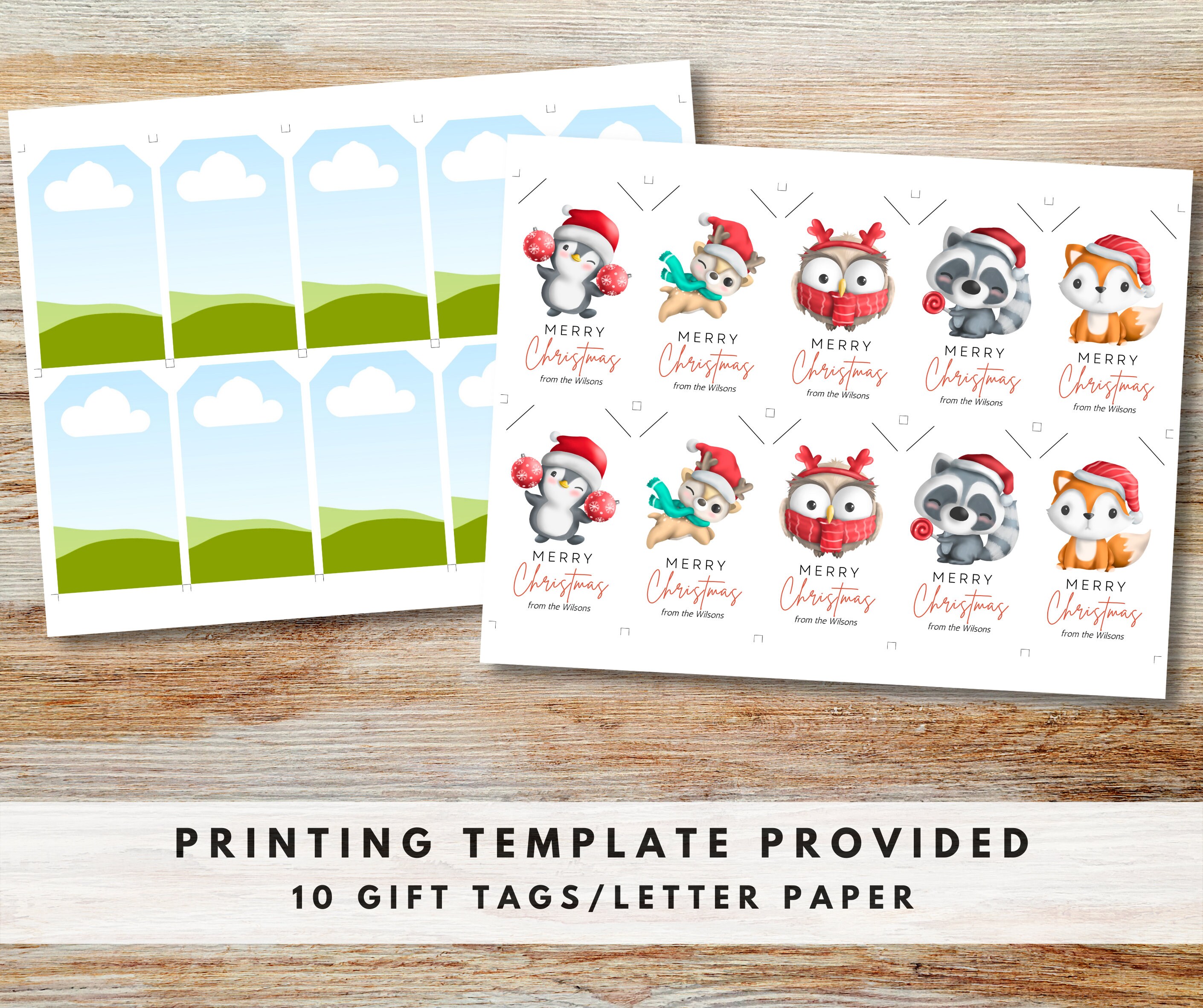 EDITABLE Christmas Gift Tag Cute Cartoon Holiday Gift Tag - Etsy