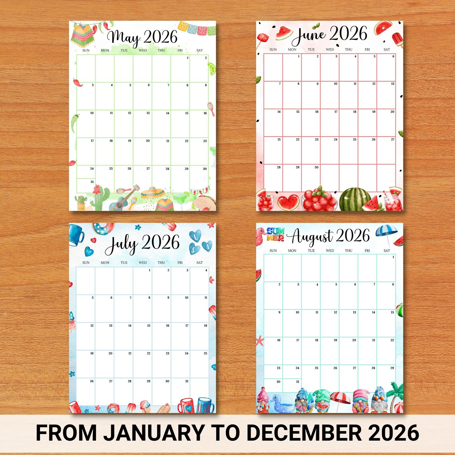 Editable 2026 Vertical Calendar | Portrait Monthly Planner PDF ...