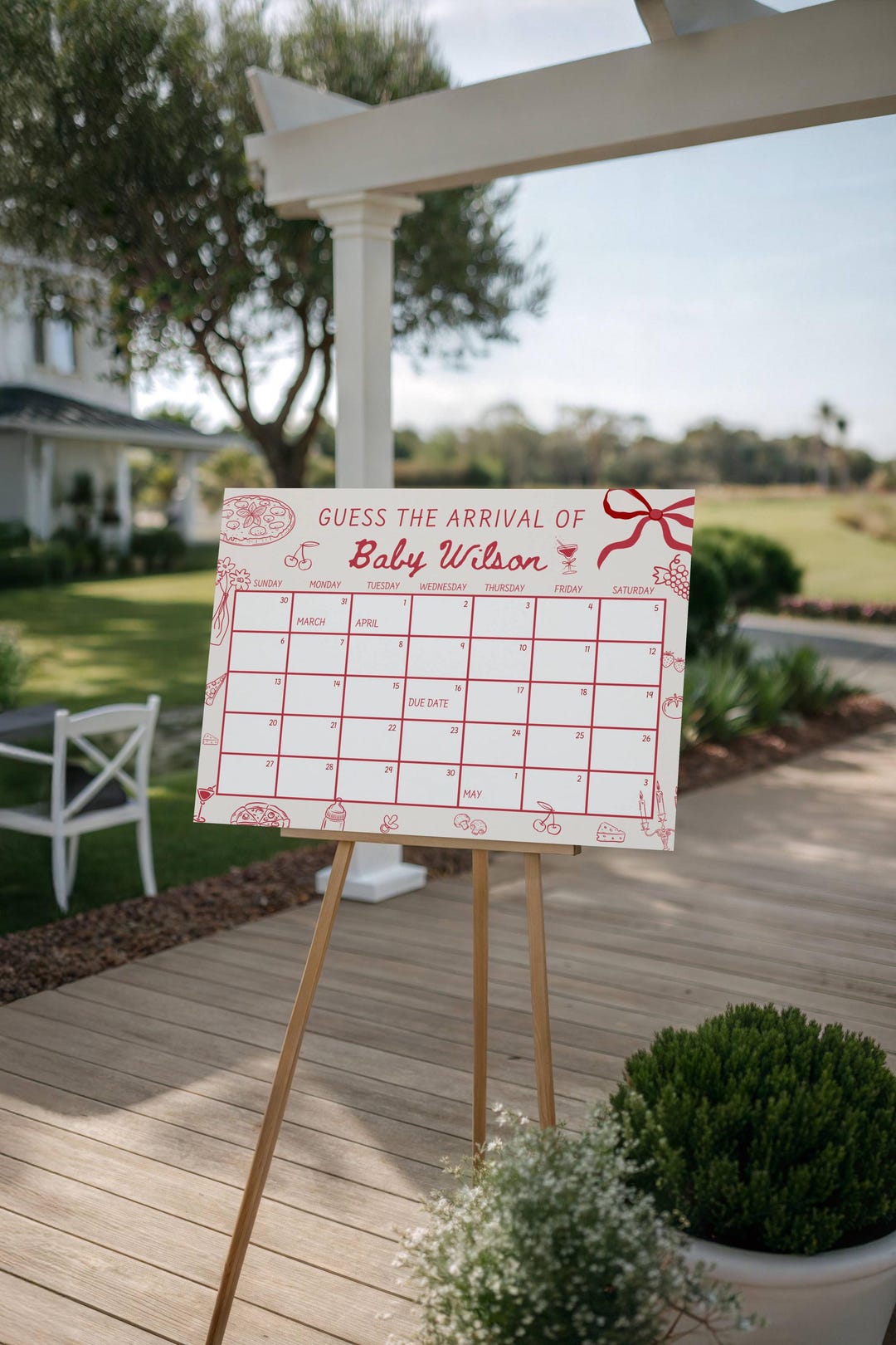 Special Delivery Baby Due Date Calendar, Pizza Baby Shower Prediction ...
