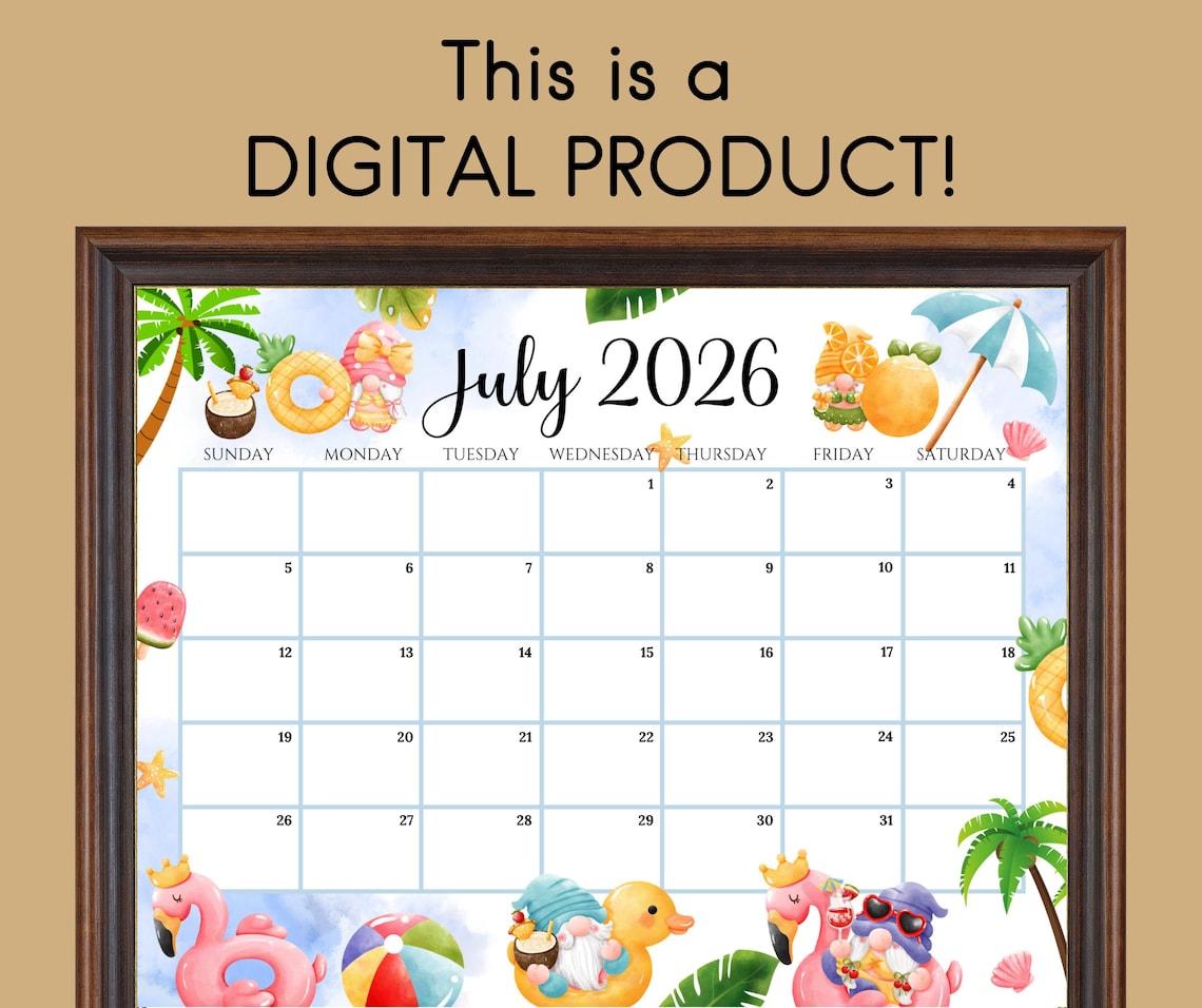 Editable July 2026 Calendar | Monthly Planner Printable PDF | School ...