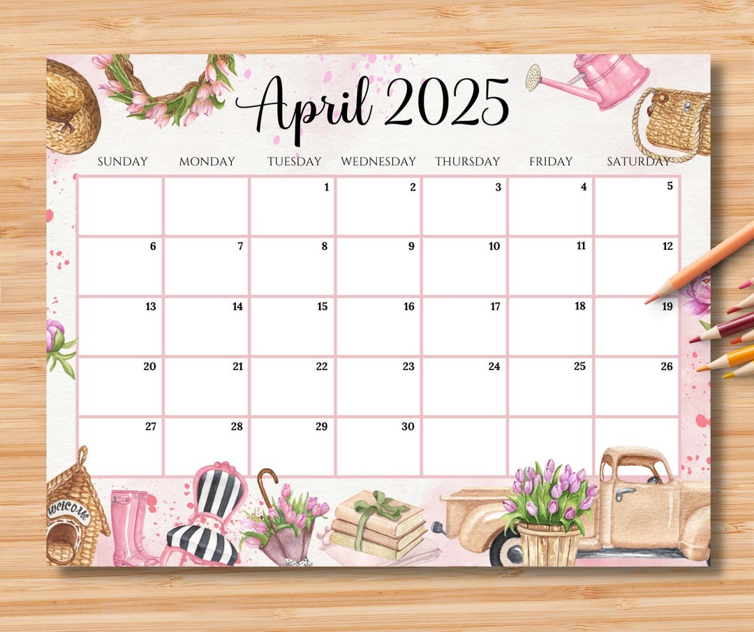 EDITABLE April 2025 Calendar, Beautiful Spring Planner, Printable ...