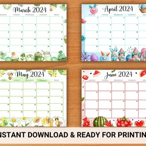EDITABLE School Calendar 2023-2024 From July to June - Etsy