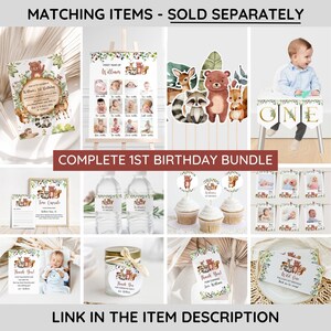 Woodland Wild One 1st Birthday Photo Poster, First Year Milestone Board ...