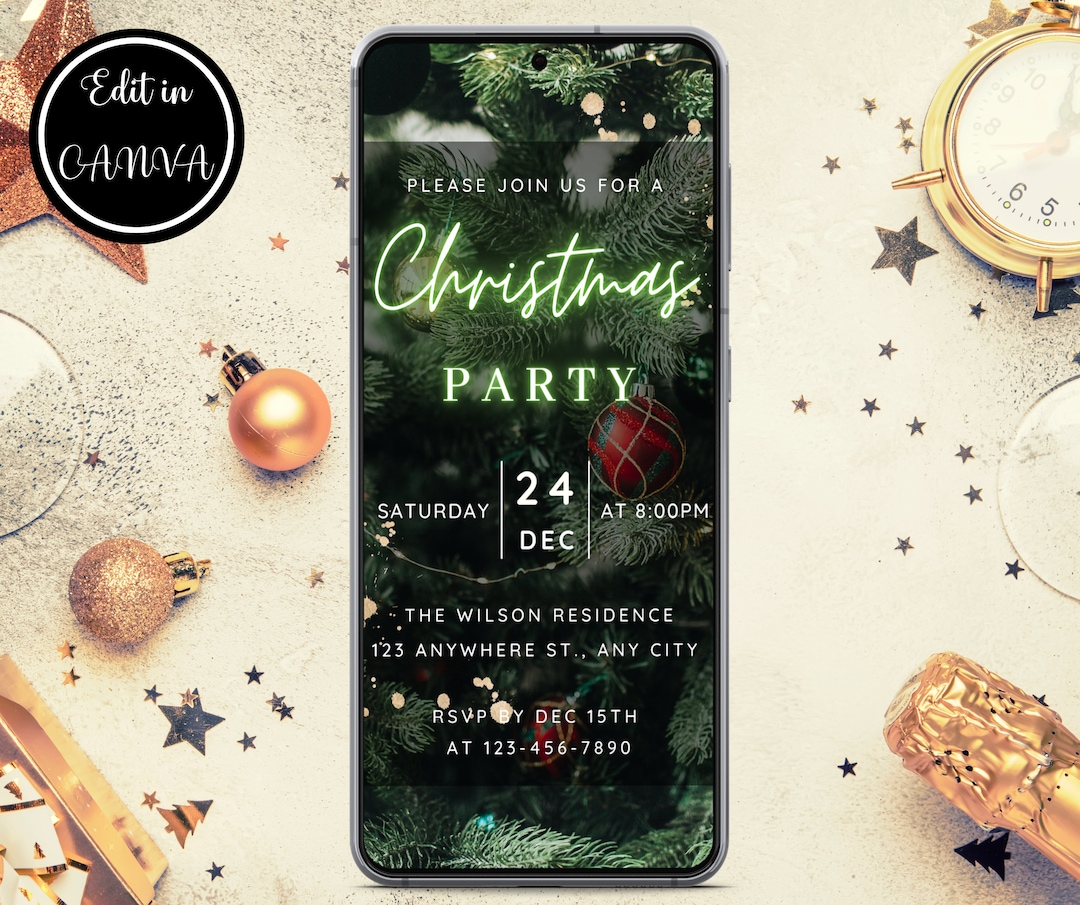 Editable Digital Christmas Invitation, Electronic Christmas Party ...