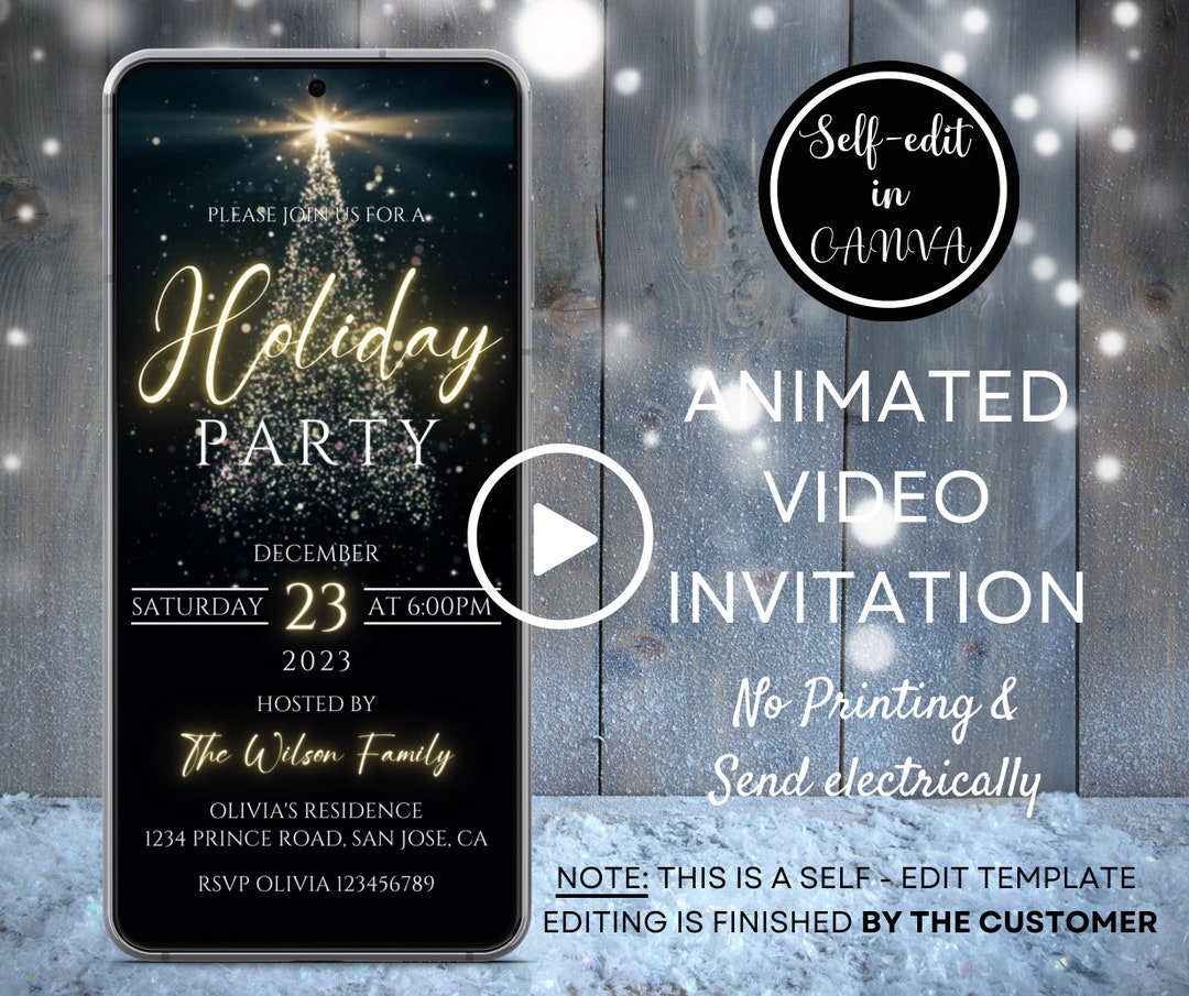 Holiday Party Invitation, Christmas Party Video, Animated Xmas Party ...