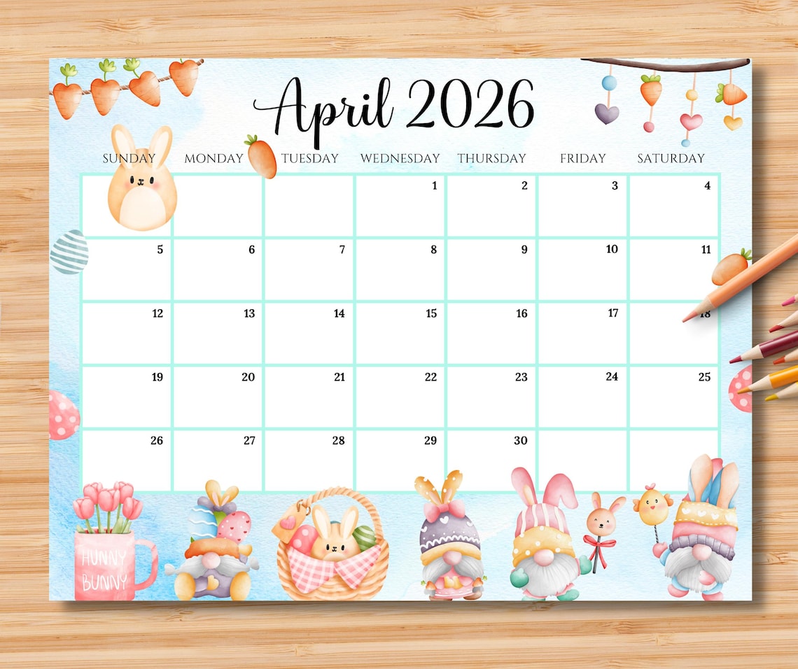 Editable April 2026 Calendar | Monthly Planner Printable PDF | School ...