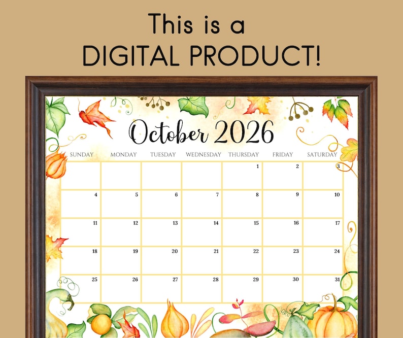 Editable October 2026 Calendar | Monthly Planner Printable PDF | School ...