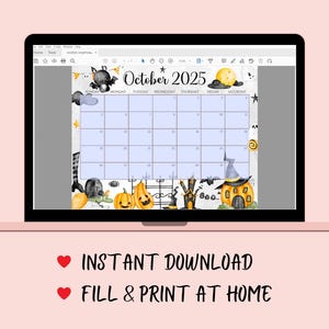 EDITABLE October 2025 Calendar, Spooky Halloween Planner 2025 ...