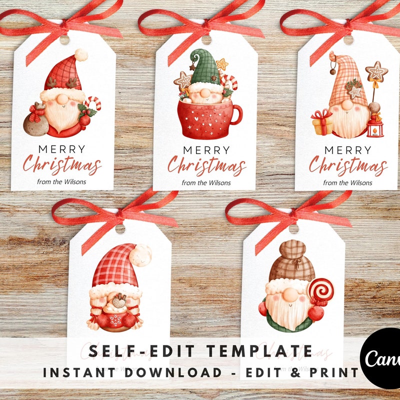 Gnome Christmas Tags - Etsy