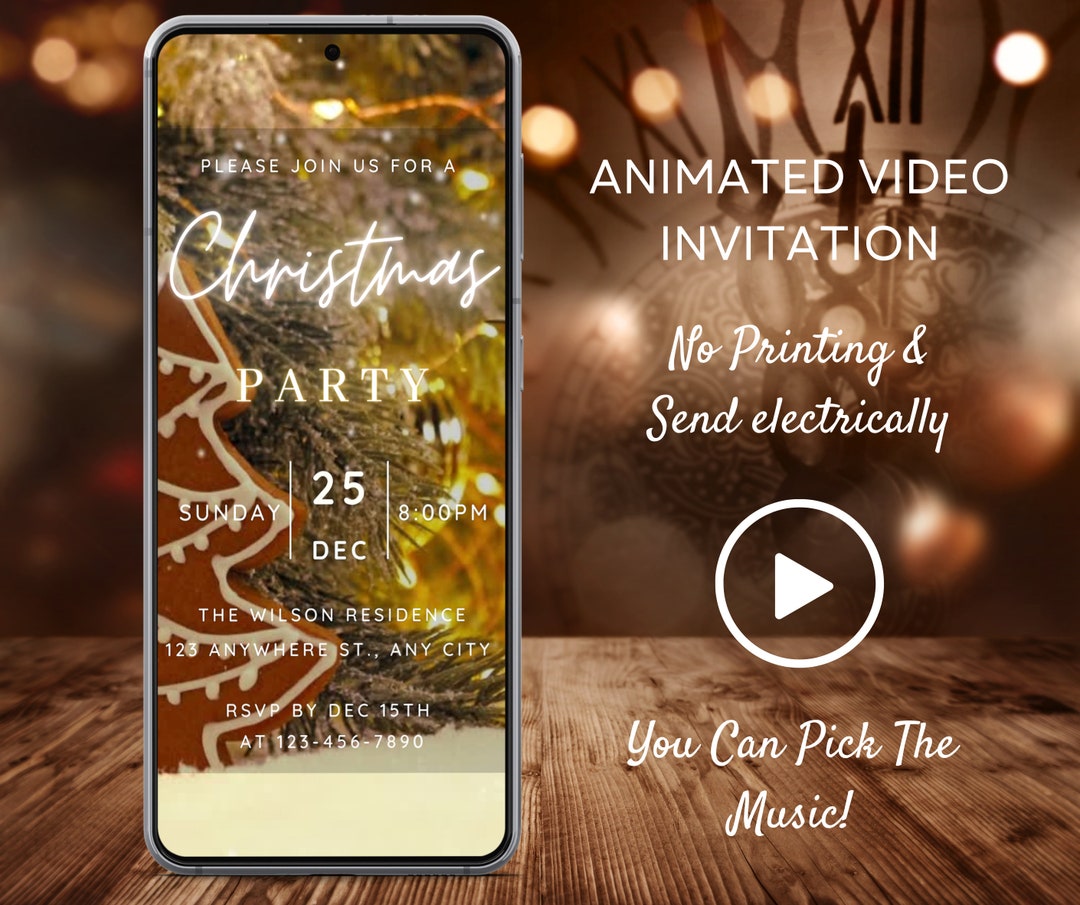 Neon Christmas Party Video Invitation Animated Annual Holiday - Etsy
