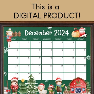 EDITABLE December 2024 Calendar, Beautiful Christmas on a Farm ...