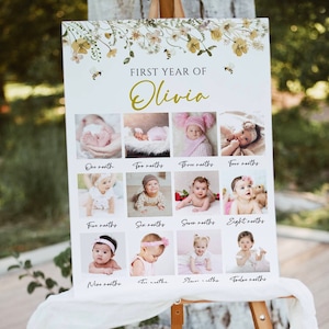 Bee Birthday Photo Poster, Wildflower Bee Poster Template, Honey Bee ...