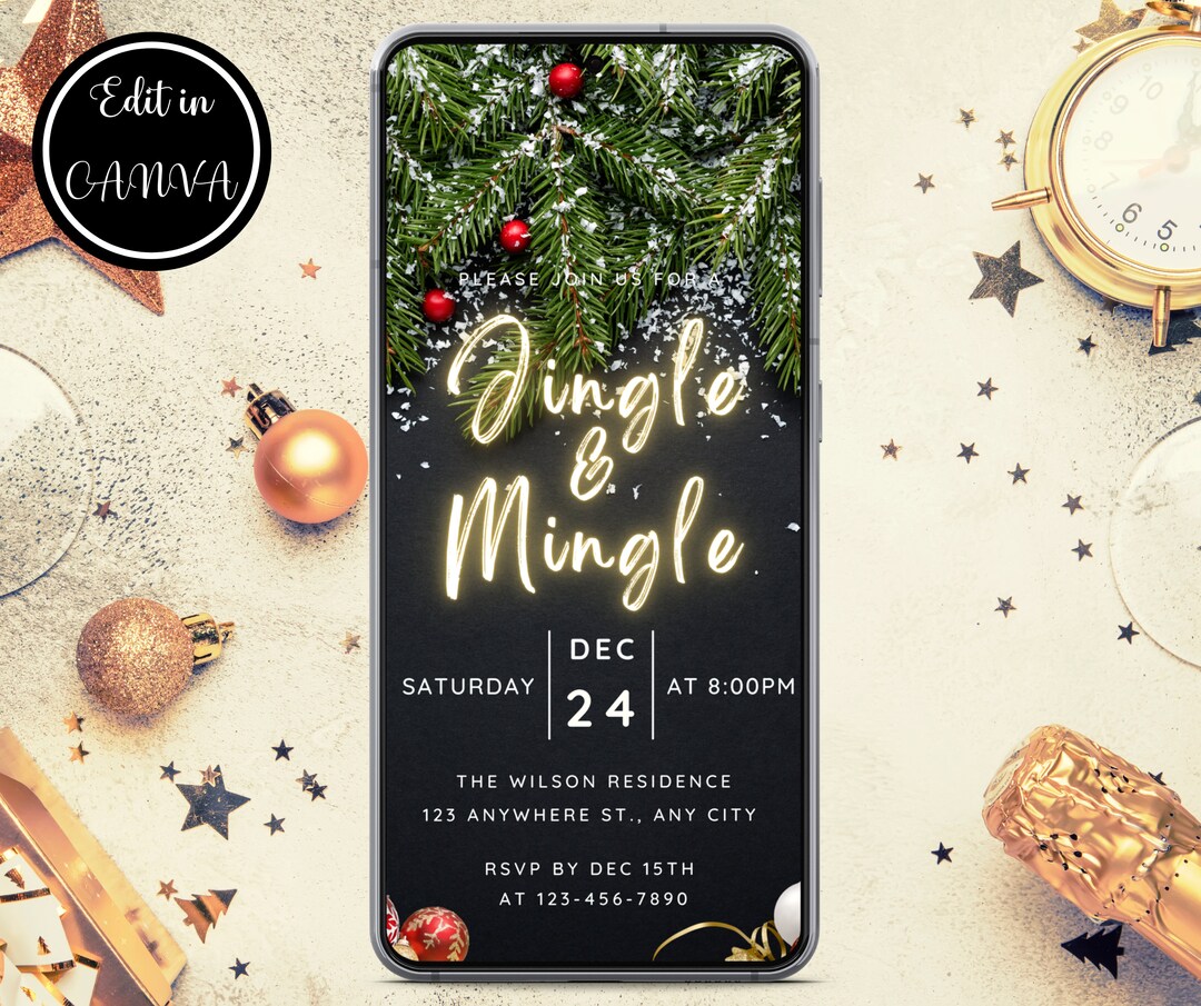 Editable Digital Christmas Invitation Electronic Jingle & - Etsy