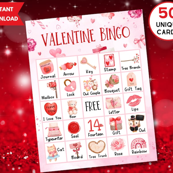Valentine Bingo Cards - Etsy