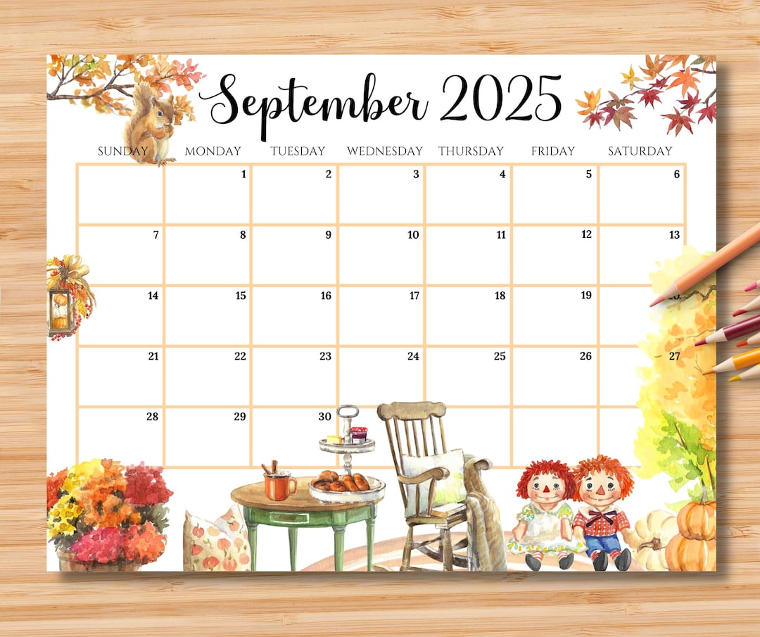 EDITABLE September 2025 Calendar, Beautiful Fall Autumn With Orange ...