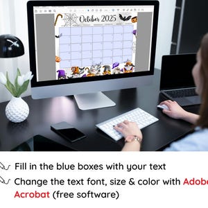 EDITABLE October 2025 Calendar, Spooky Halloween W/ Cute Gnome ...