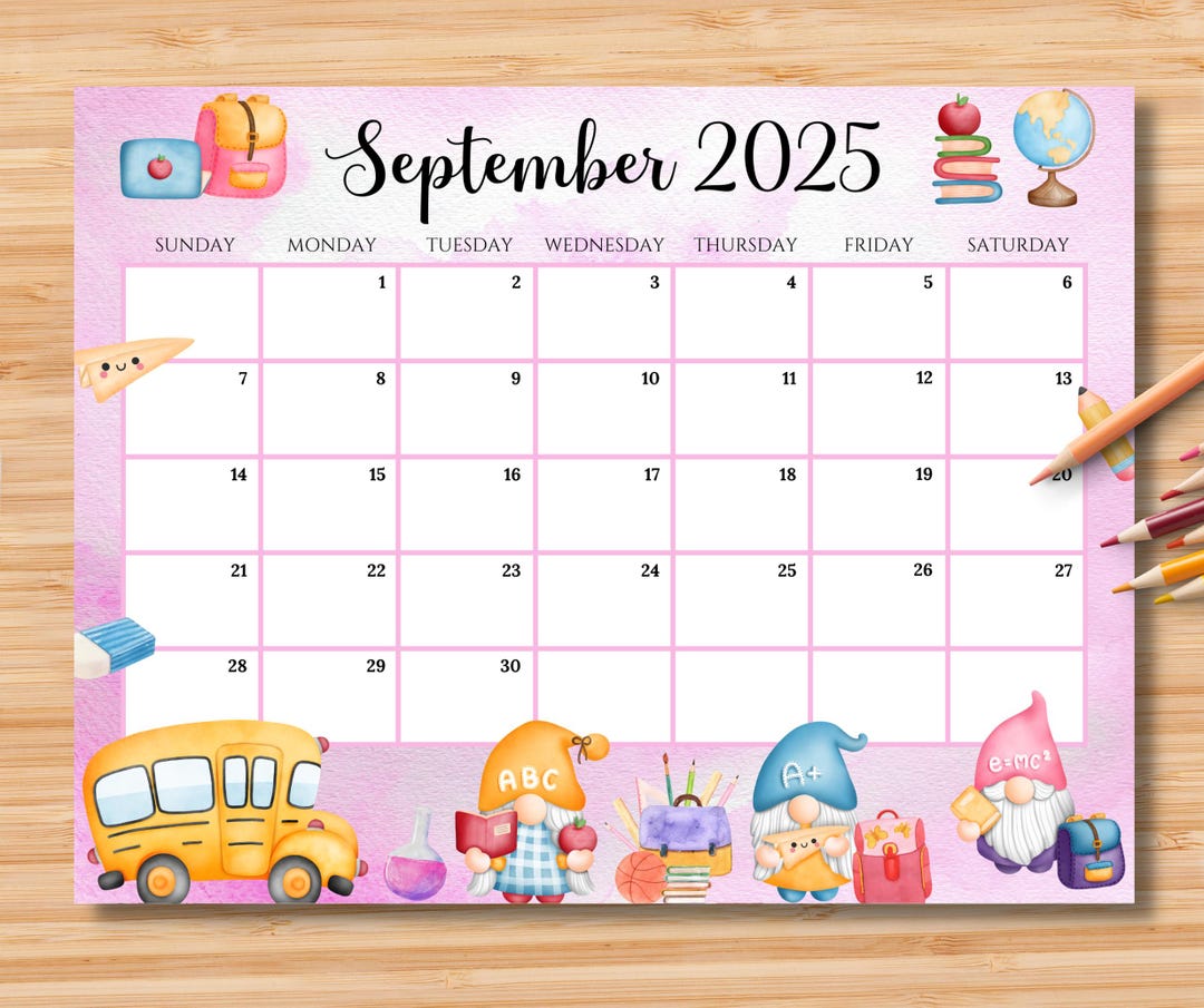 EDITABLE September 2025 Calendar, Back to School Planner With Cute ...
