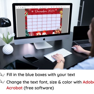 EDITABLE December 2024 Calendar, Colorful Christmas with Cute Gnomes ...