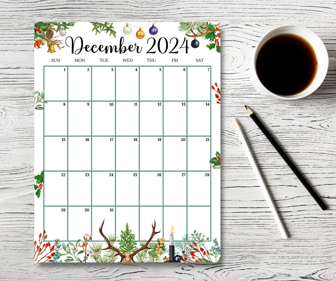 EDITABLE December 2024 Calendar vertical/portrait, Colorful Christmas ...