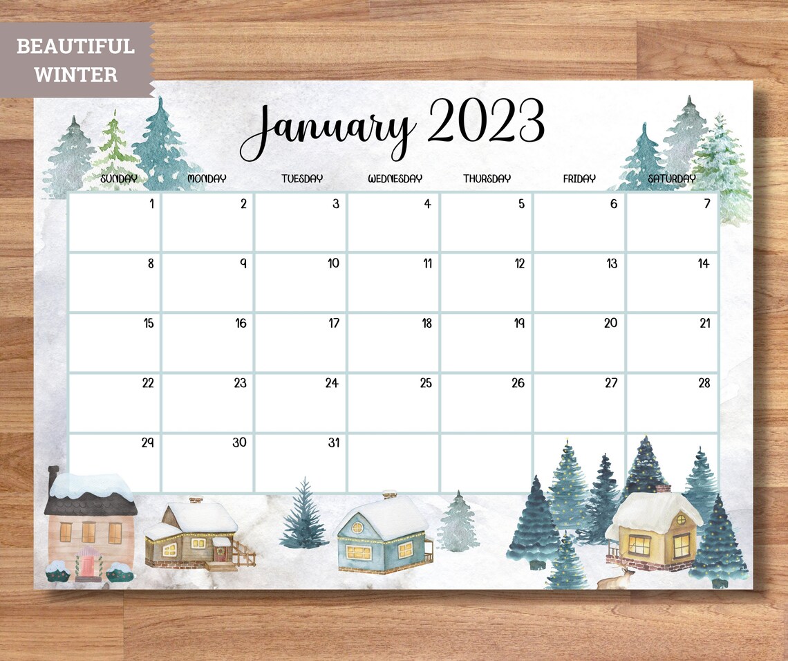 EDITABLE Big-wall Calendar 2023 Cute Printable Fillable - Etsy India