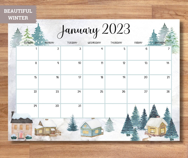 EDITABLE Big-wall Calendar 2023 Cute Printable Fillable - Etsy India