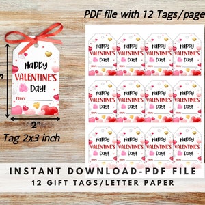 PRINTABLE Valentine's Day Gift Tag, Classroom School Gift Tag With ...