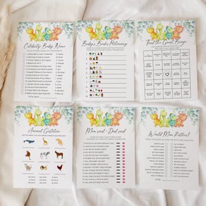Dinosaur Baby Shower Game Bundle, Dinosaur Baby Shower Game Package ...